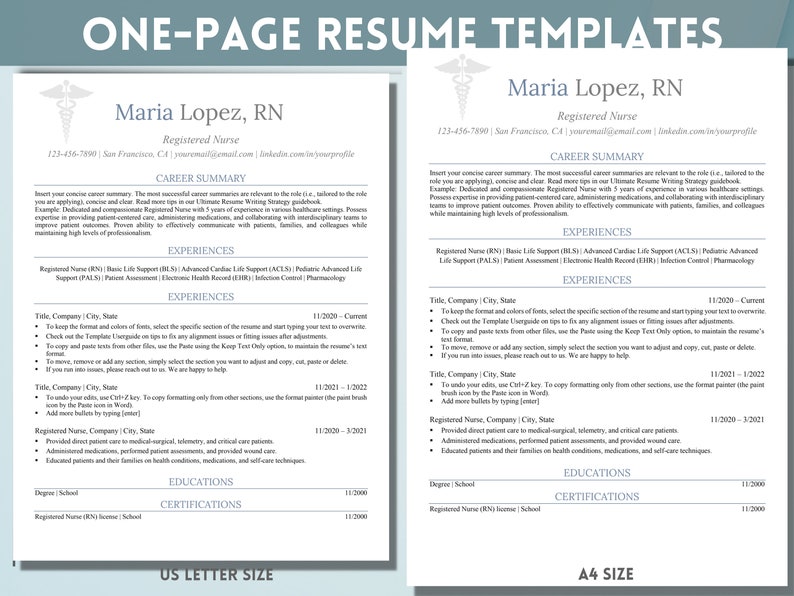 Nursing Resume Template and Interview Planner Bundle Nursing - Etsy