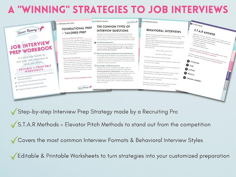 Job Interview Prep Workbook With 1000 Real Behavioral Interview ...
