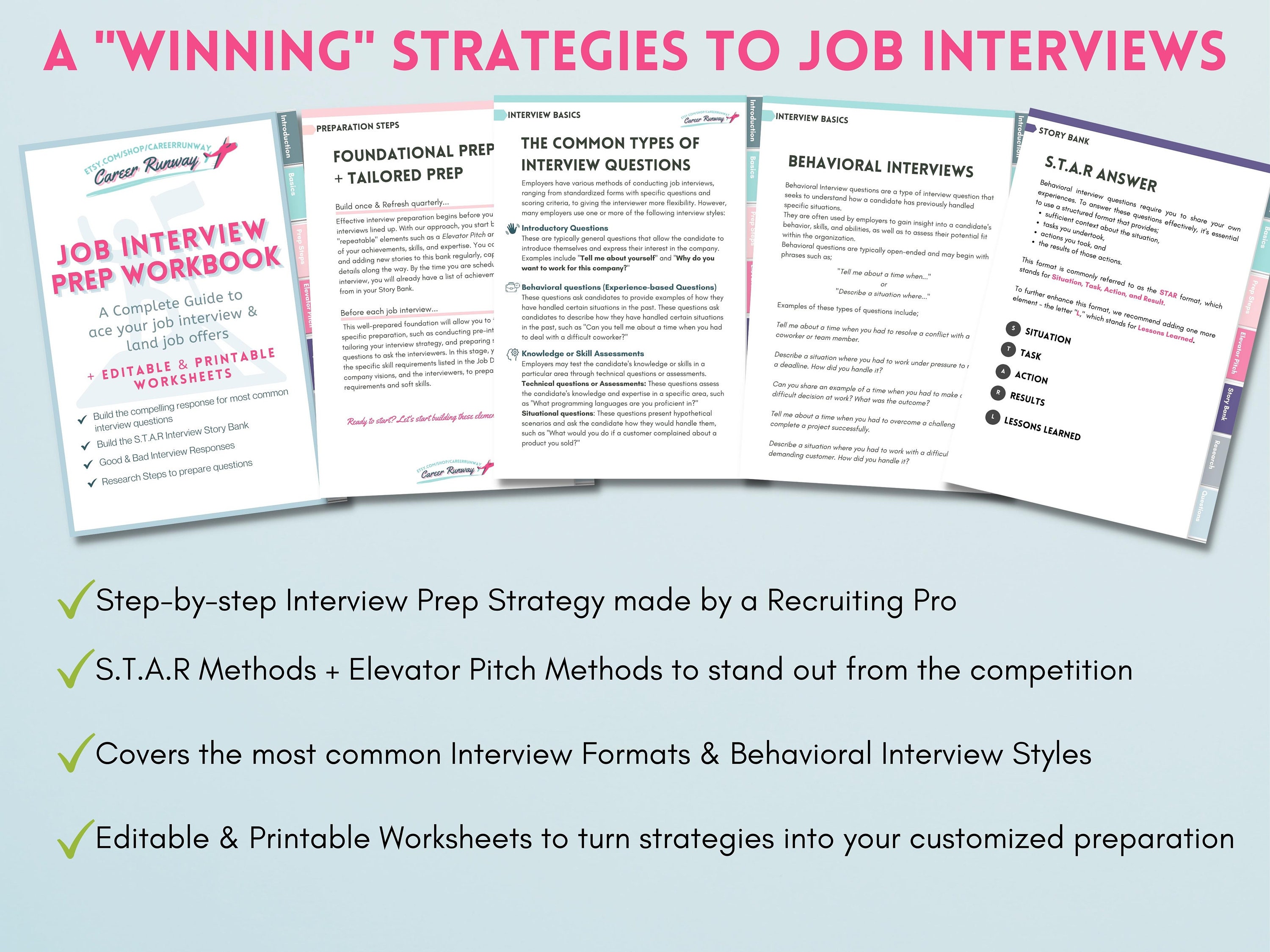 Job Interview Prep Workbook With 1000 Real Behavioral Interview ...