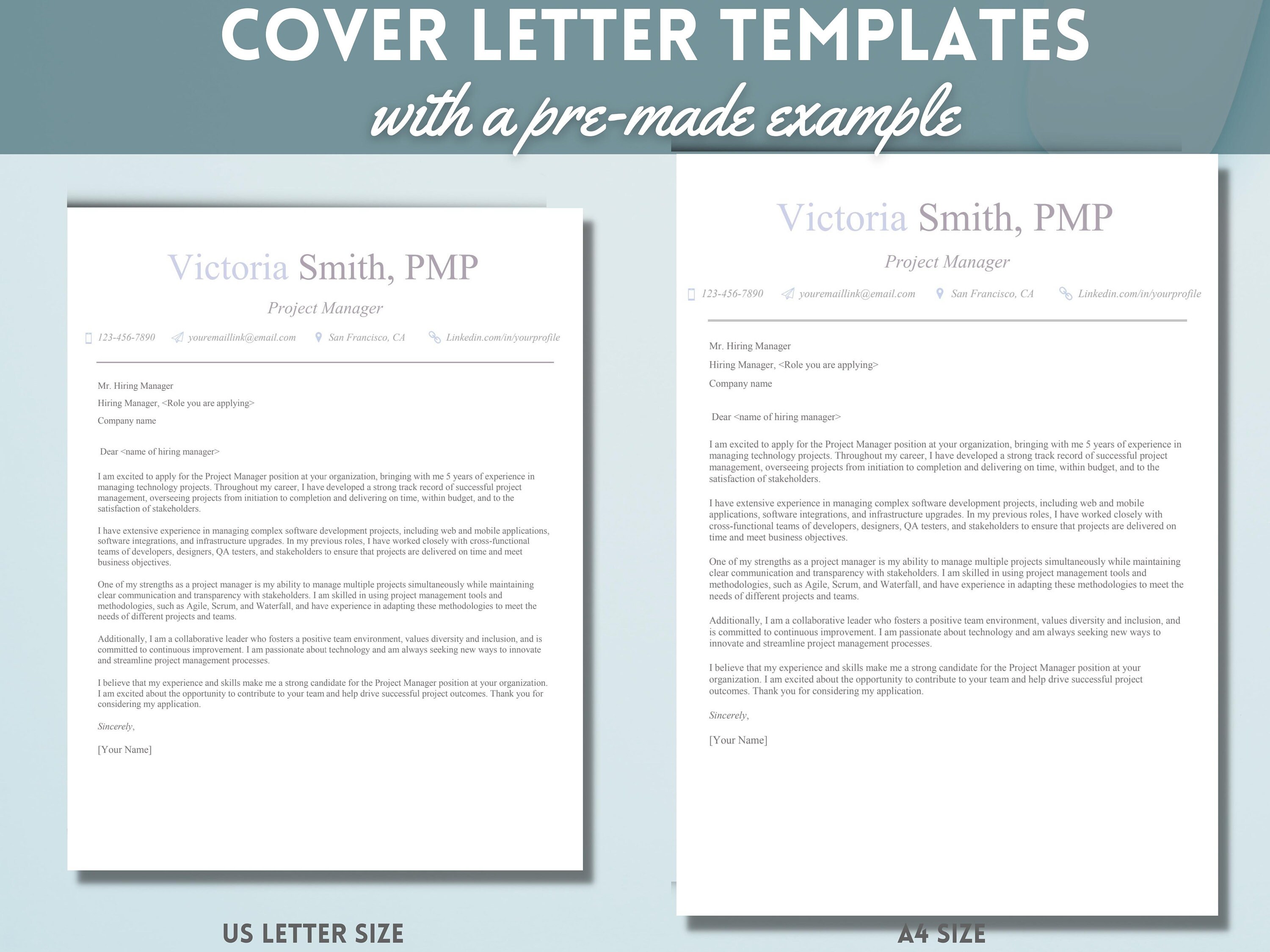 Project Manager Resume and Interview Bundle, ATS Friendly Modern ...