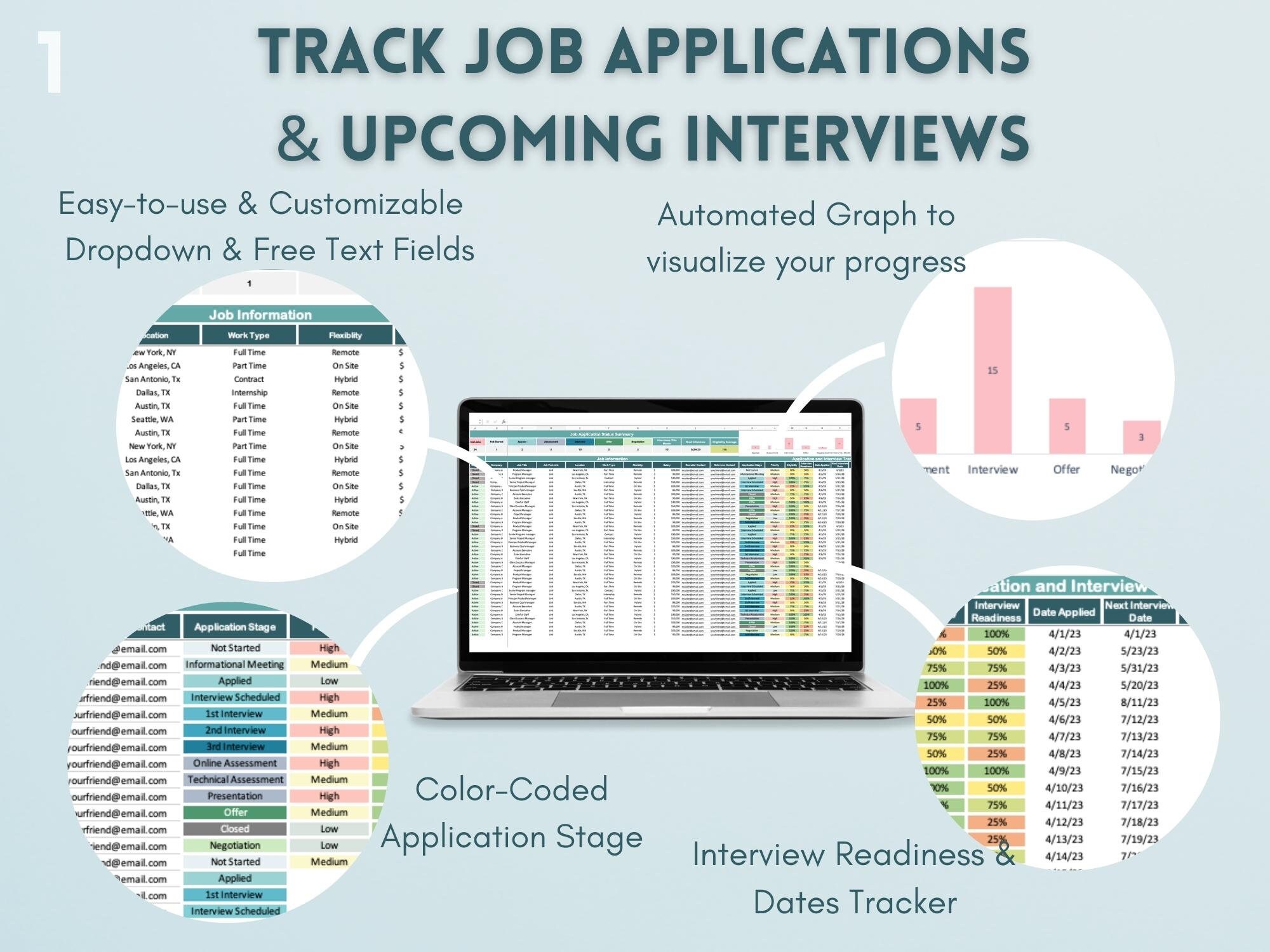 Job Interview Prep & Application Tracker Bundle for Job Hunt Success ...