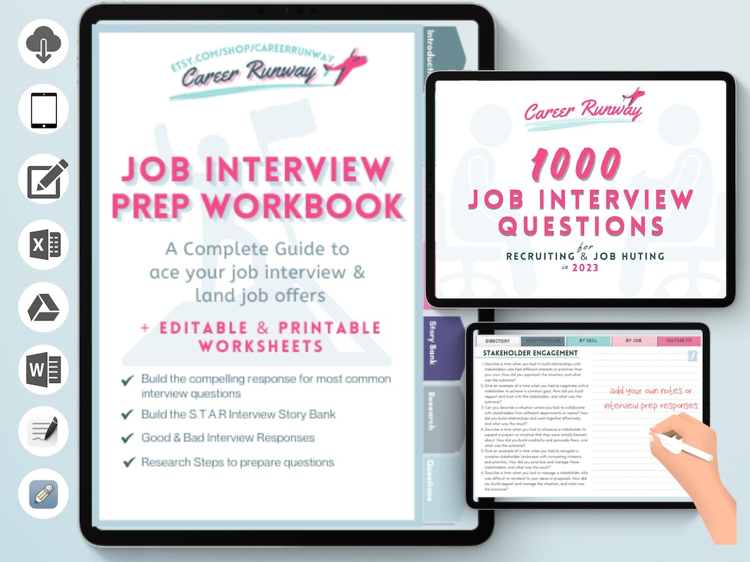 Job Interview Prep Workbook With 1000 Real Behavioral Interview ...