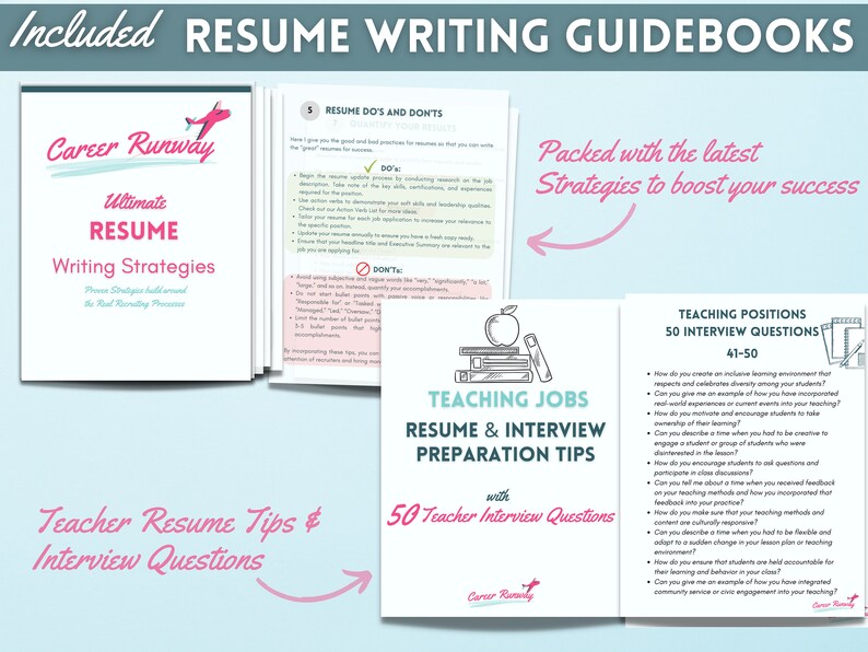 Teacher Resume Templates Interview Planner Bundle, Editable in Word ...