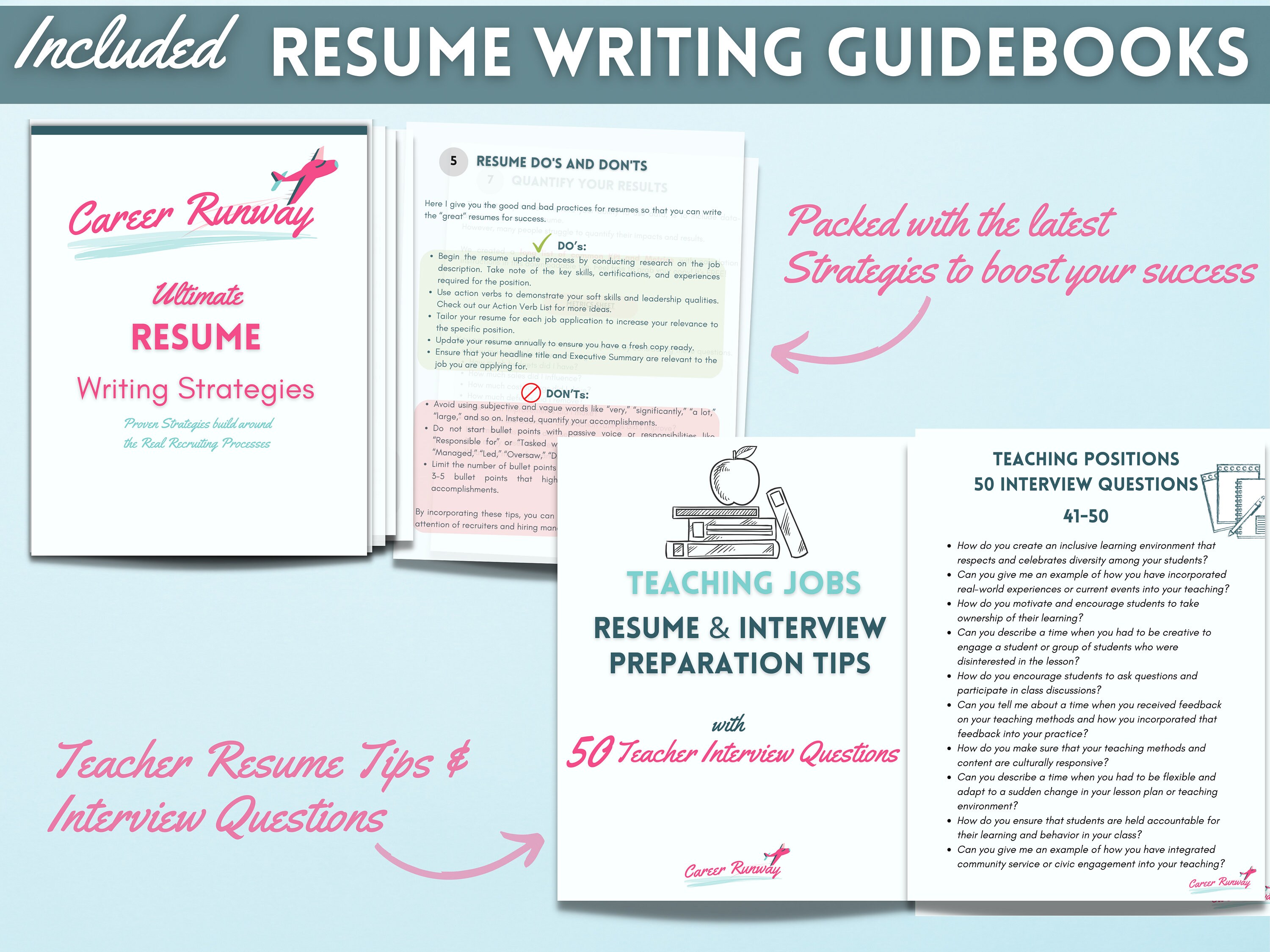 Teacher Resume Templates Interview Planner Bundle, Editable in Word ...