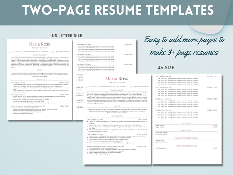 Executive Assistant Resume Template ATS Friendly Prefilled for EA ...