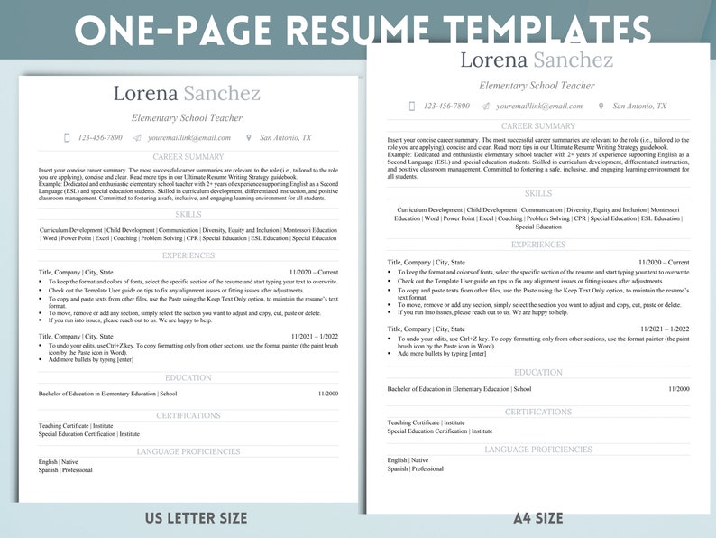 Teacher Resume Templates Interview Planner Bundle, Editable in Word ...