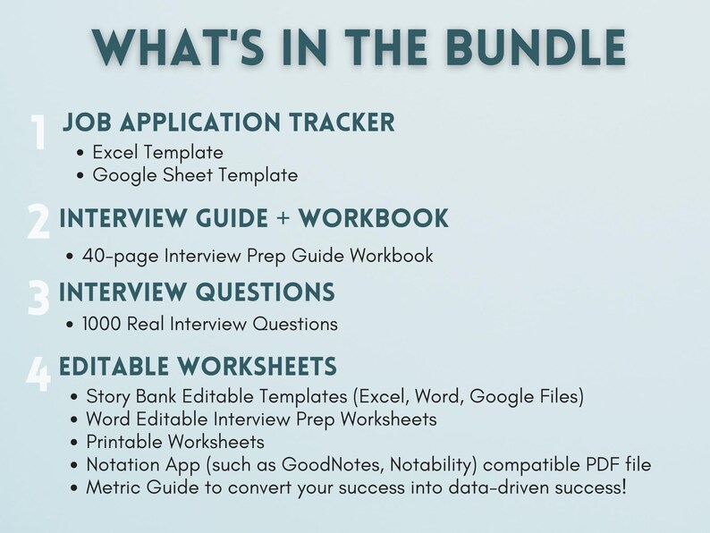 Job Interview Prep & Application Tracker Bundle for Job Hunt Success ...