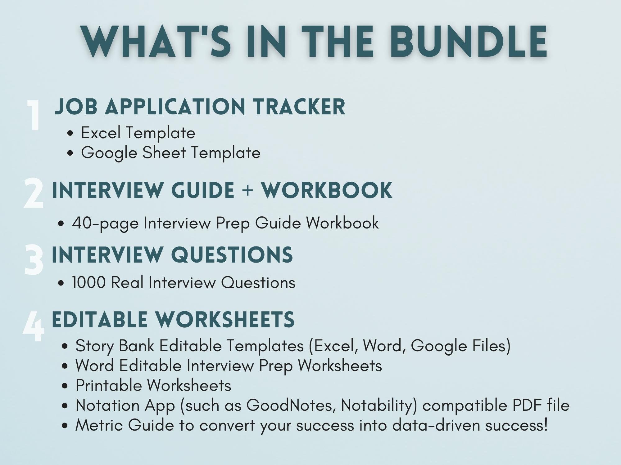Job Interview Prep & Application Tracker Bundle for Job Hunt Success ...