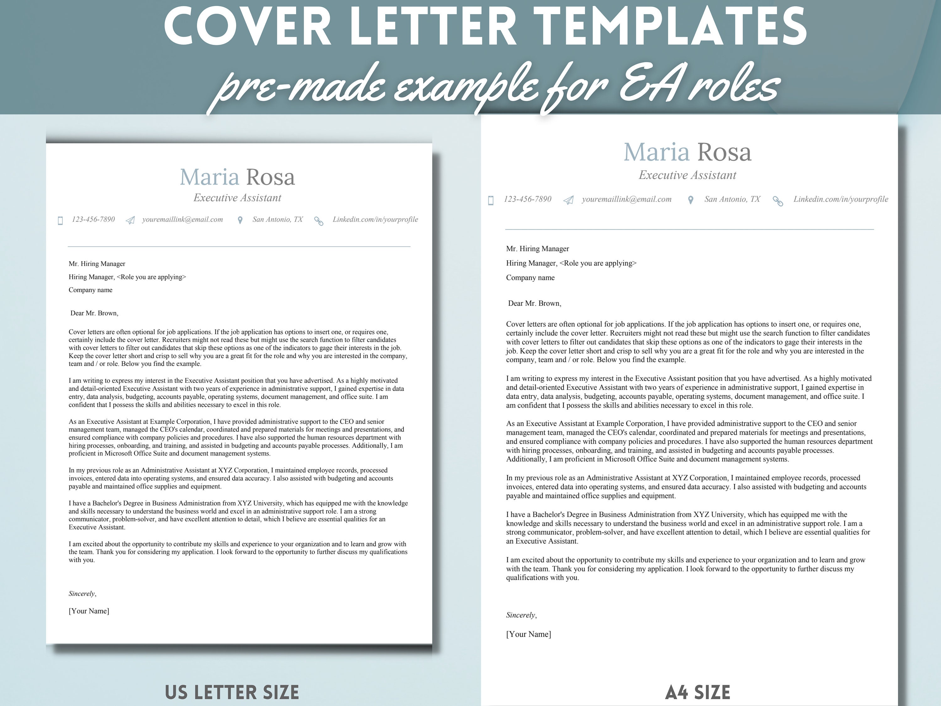 Executive Assistant Resume Template ATS Friendly, Skills and Cover ...