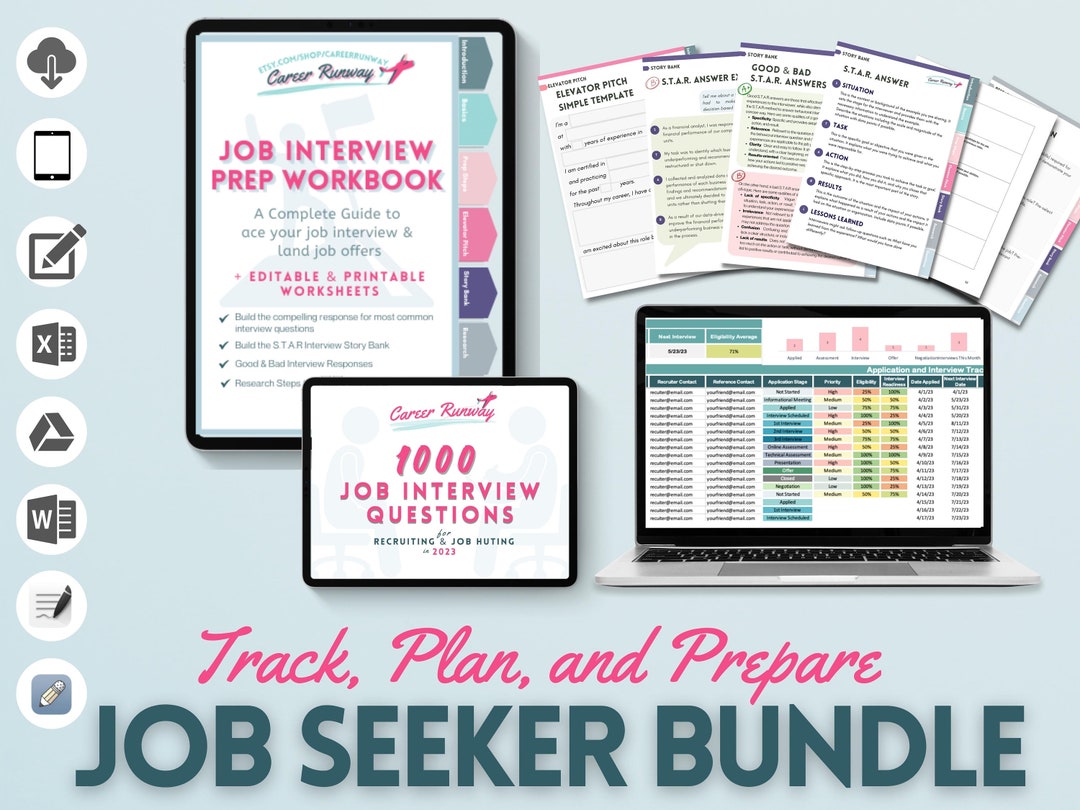 Job Seeker Bundle, Job Application and Interview Progress Tracker, S.T ...