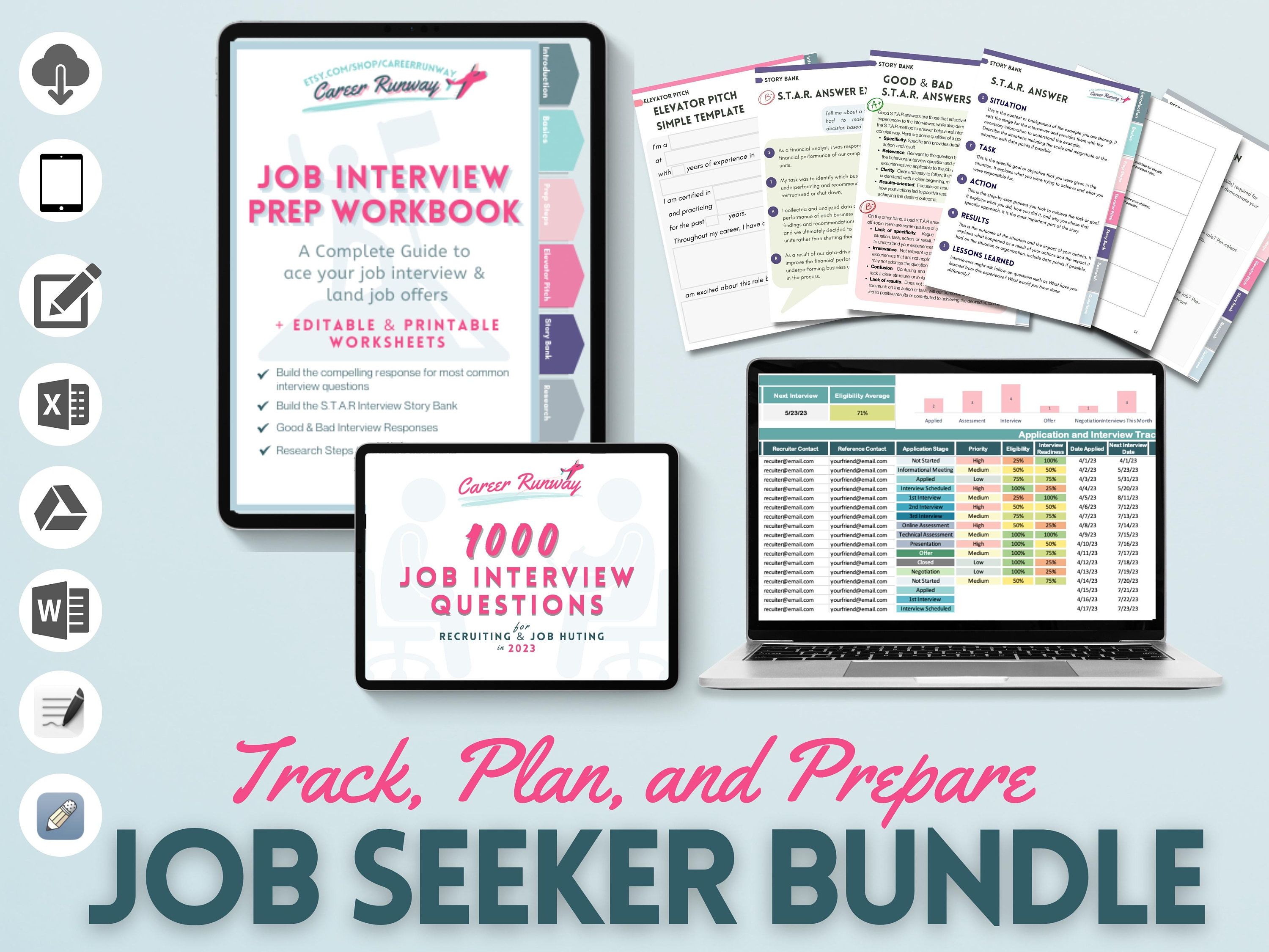 Job Seeker Bundle, Job Application and Interview Progress Tracker, S.T ...