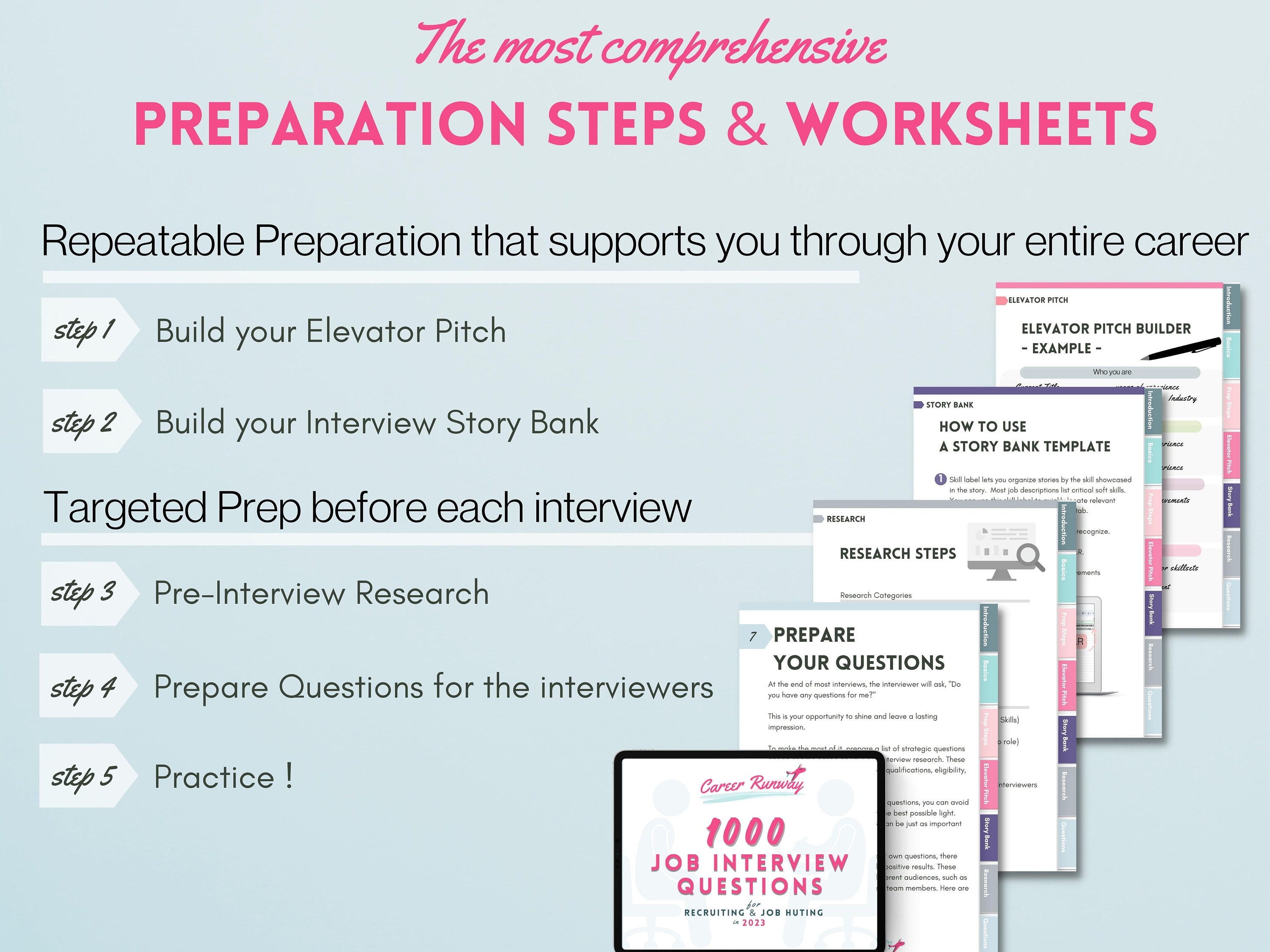 Job Interview Prep Workbook With 1000 Real Behavioral Interview ...