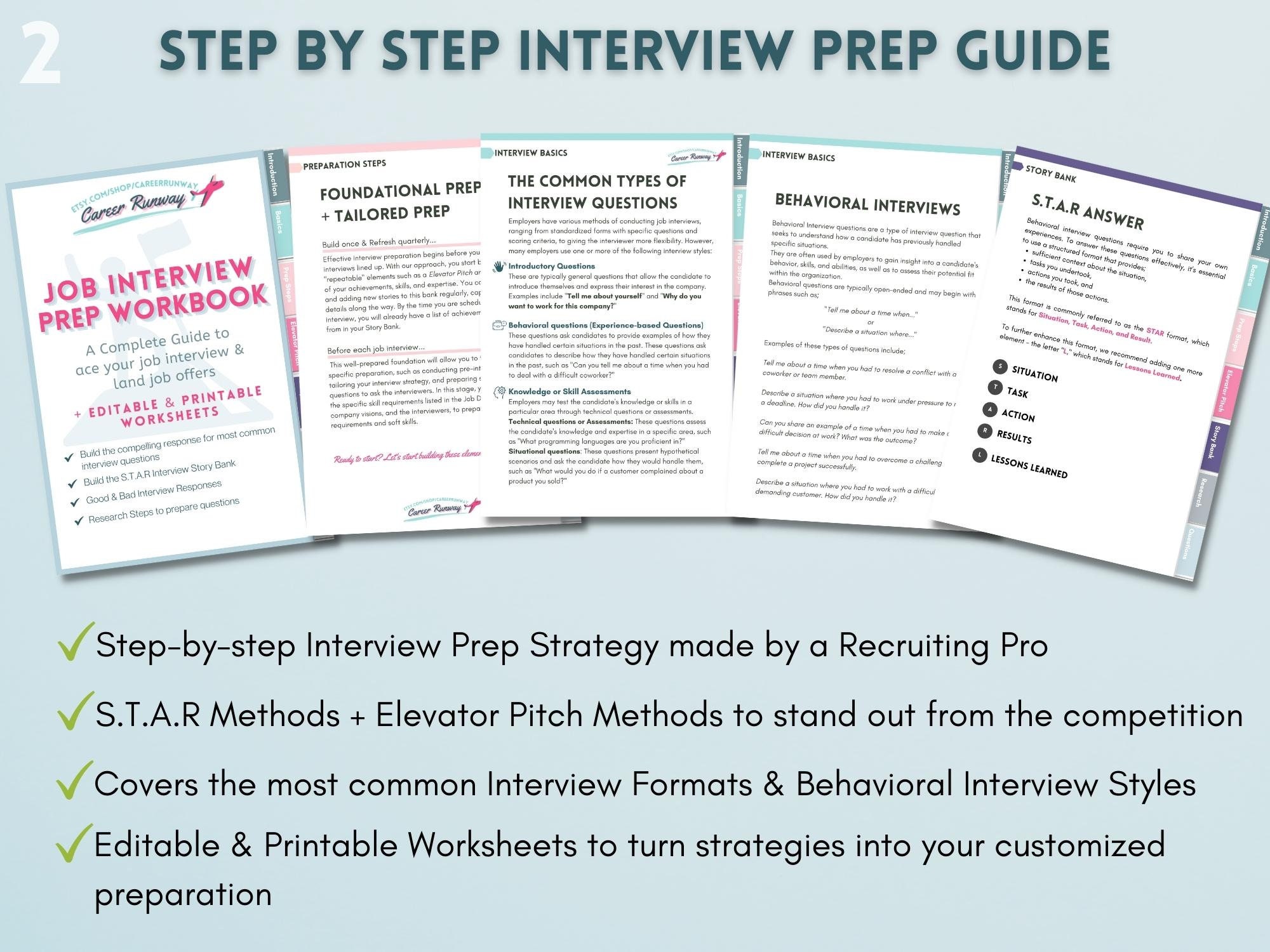 Job Interview Prep & Application Tracker Bundle for Job Hunt Success ...