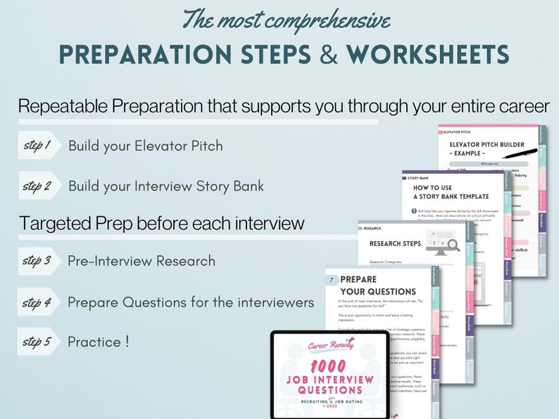 Job Interview Prep & Application Tracker Bundle for Job Hunt Success ...