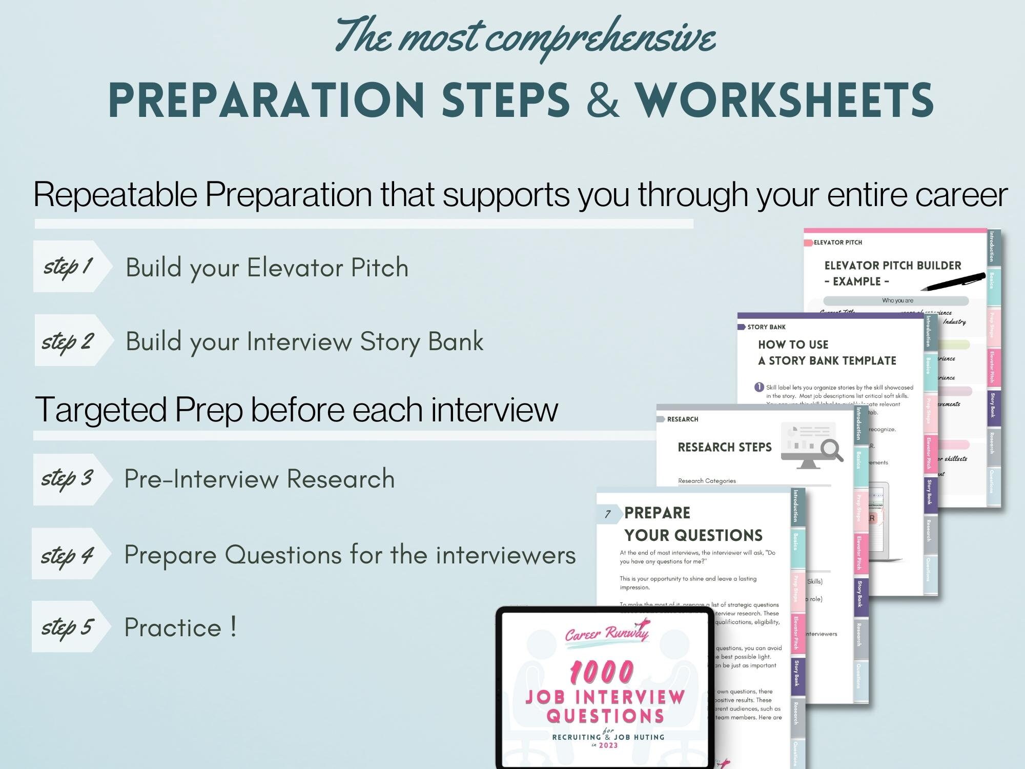 Job Interview Prep & Application Tracker Bundle for Job Hunt Success ...