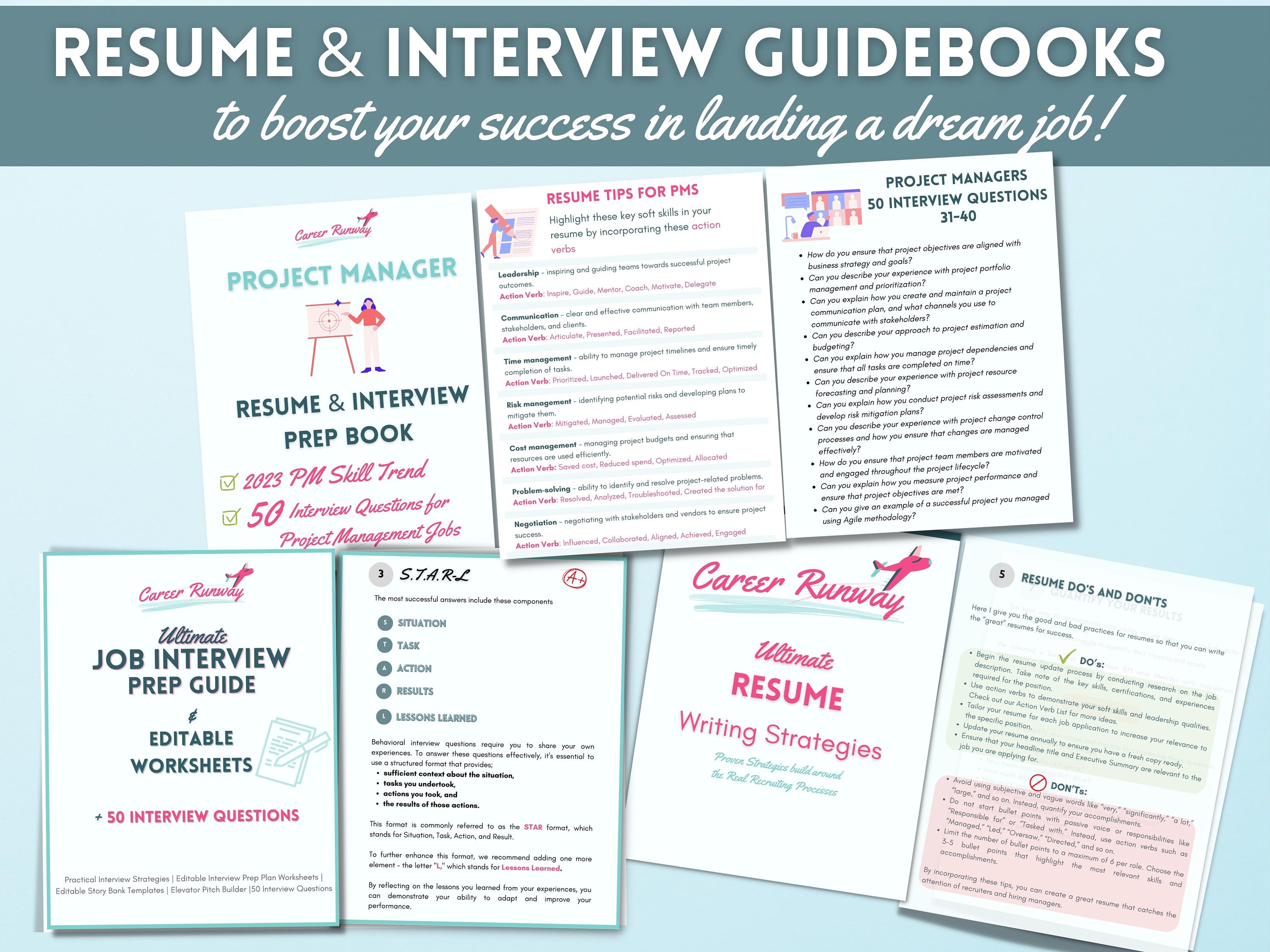 Project Manager Resume and Interview Bundle, ATS Friendly Modern ...