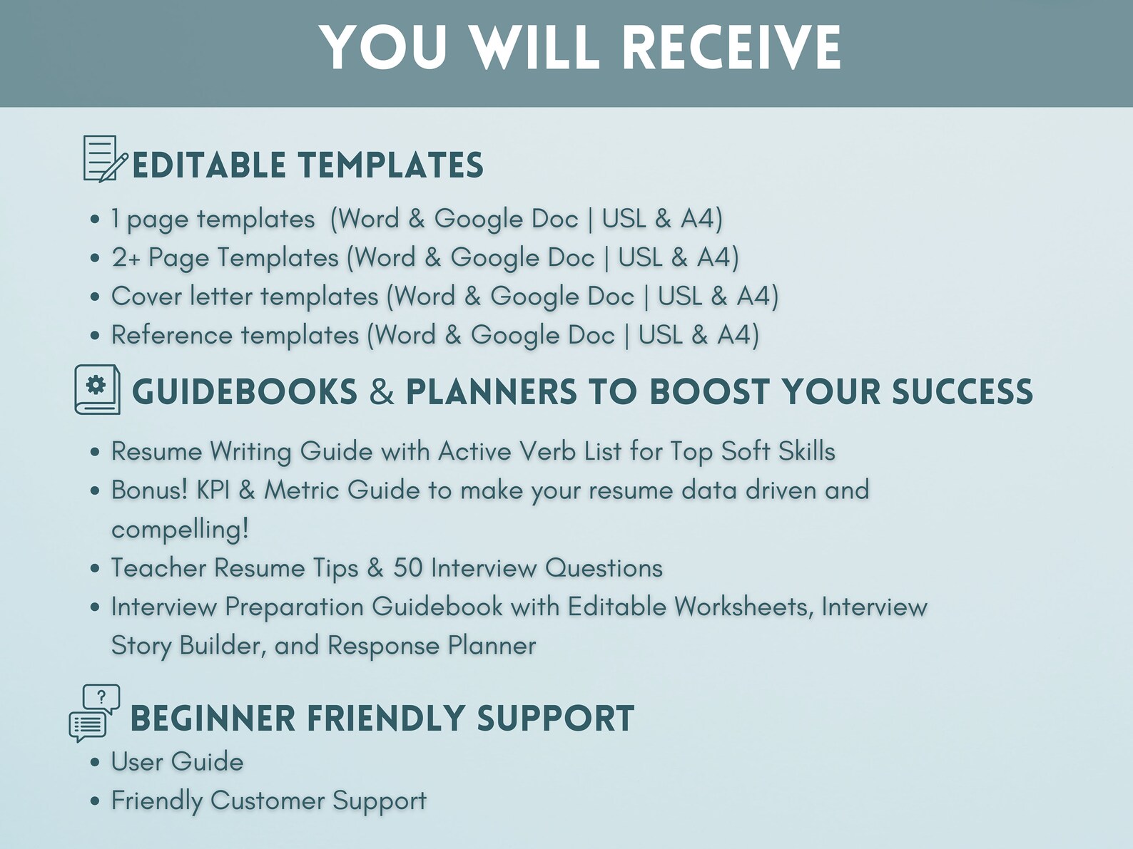 Teacher Resume Templates Interview Planner Bundle, Editable in Word ...