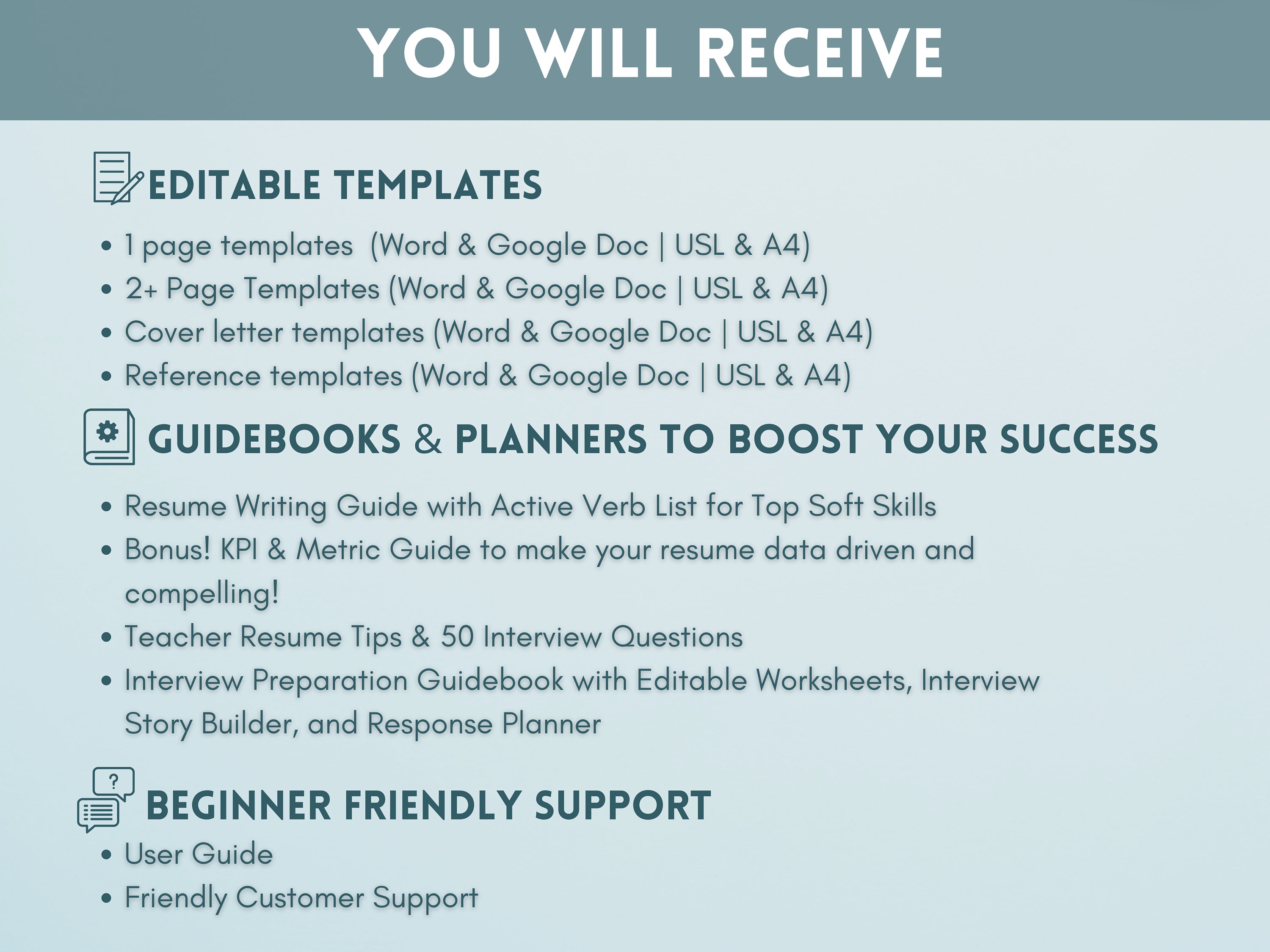 Teacher Resume Templates Interview Planner Bundle, Editable in Word ...