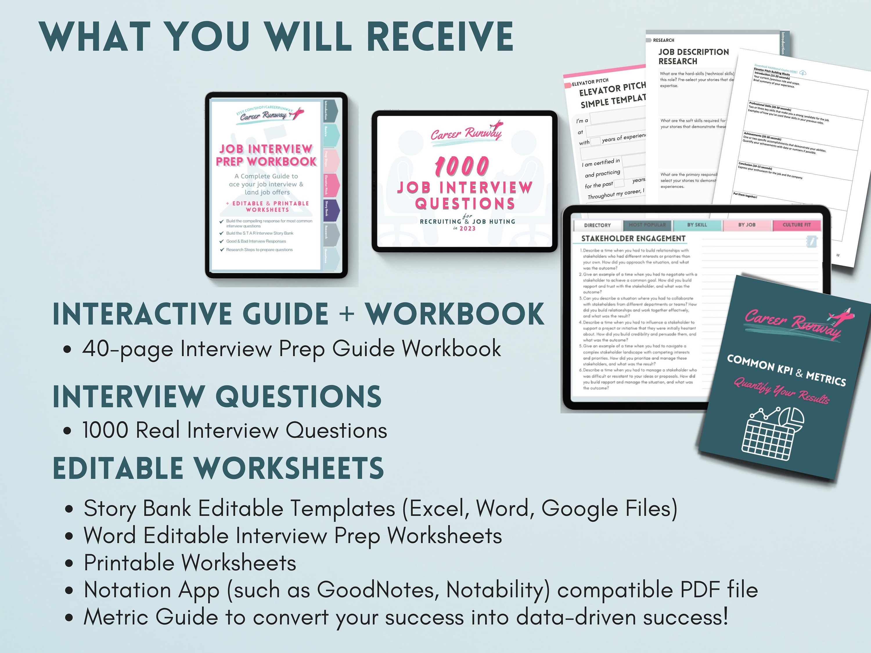 Job Interview Prep Workbook With 1000 Real Behavioral Interview ...