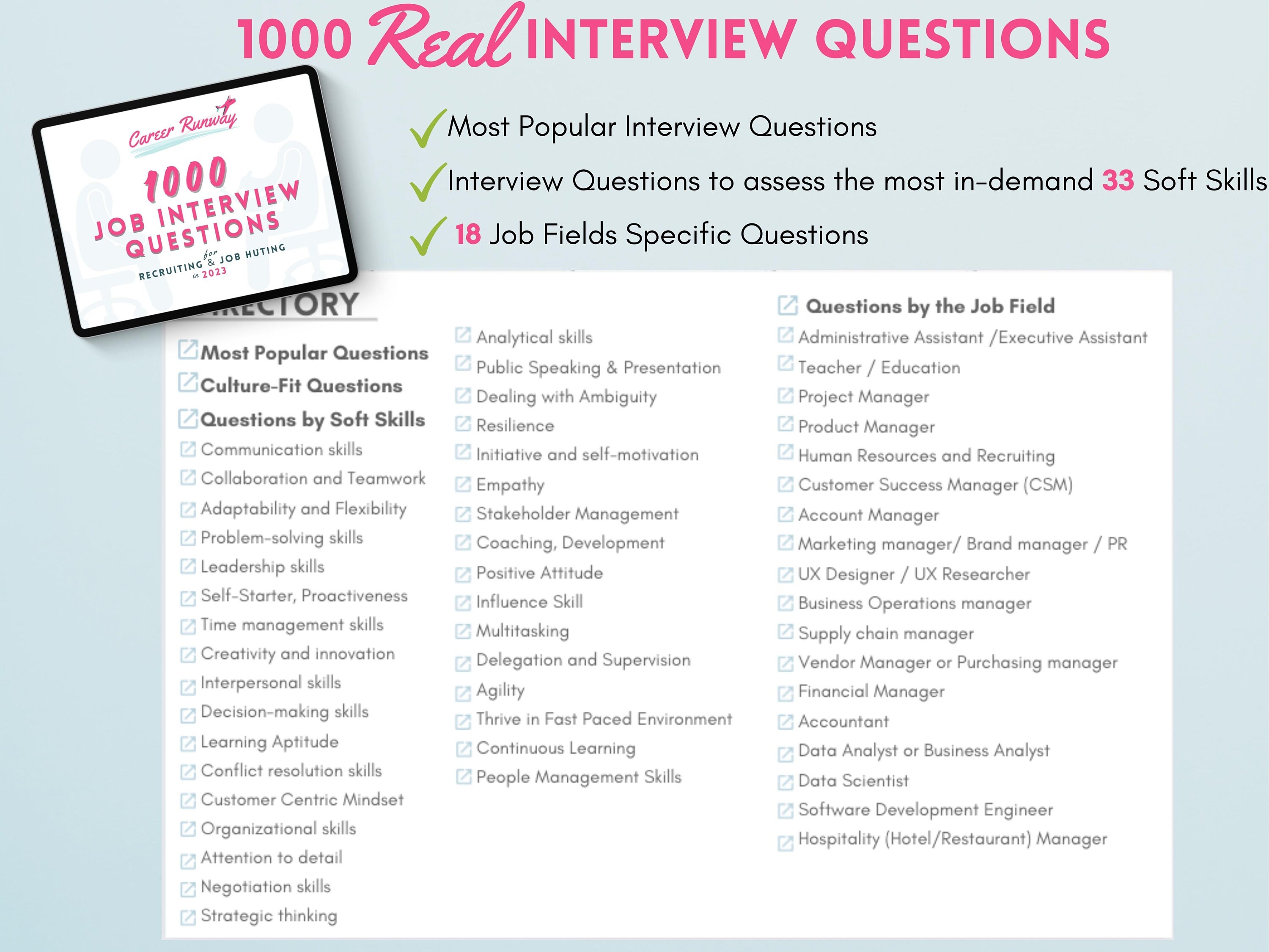Job Interview Prep Workbook With 1000 Real Behavioral Interview ...