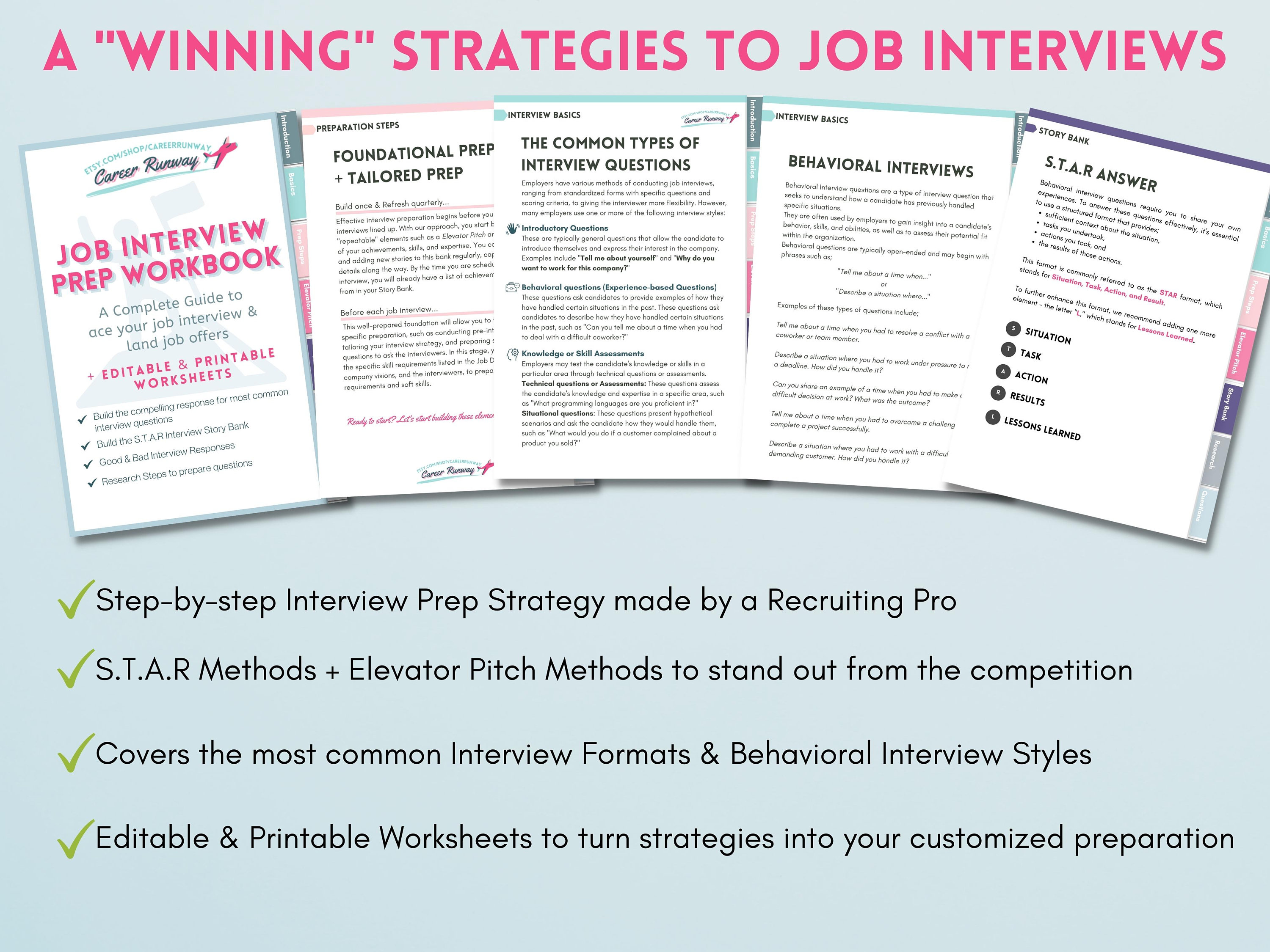 Job Interview Prep Workbook With 1000 Real Behavioral Interview ...