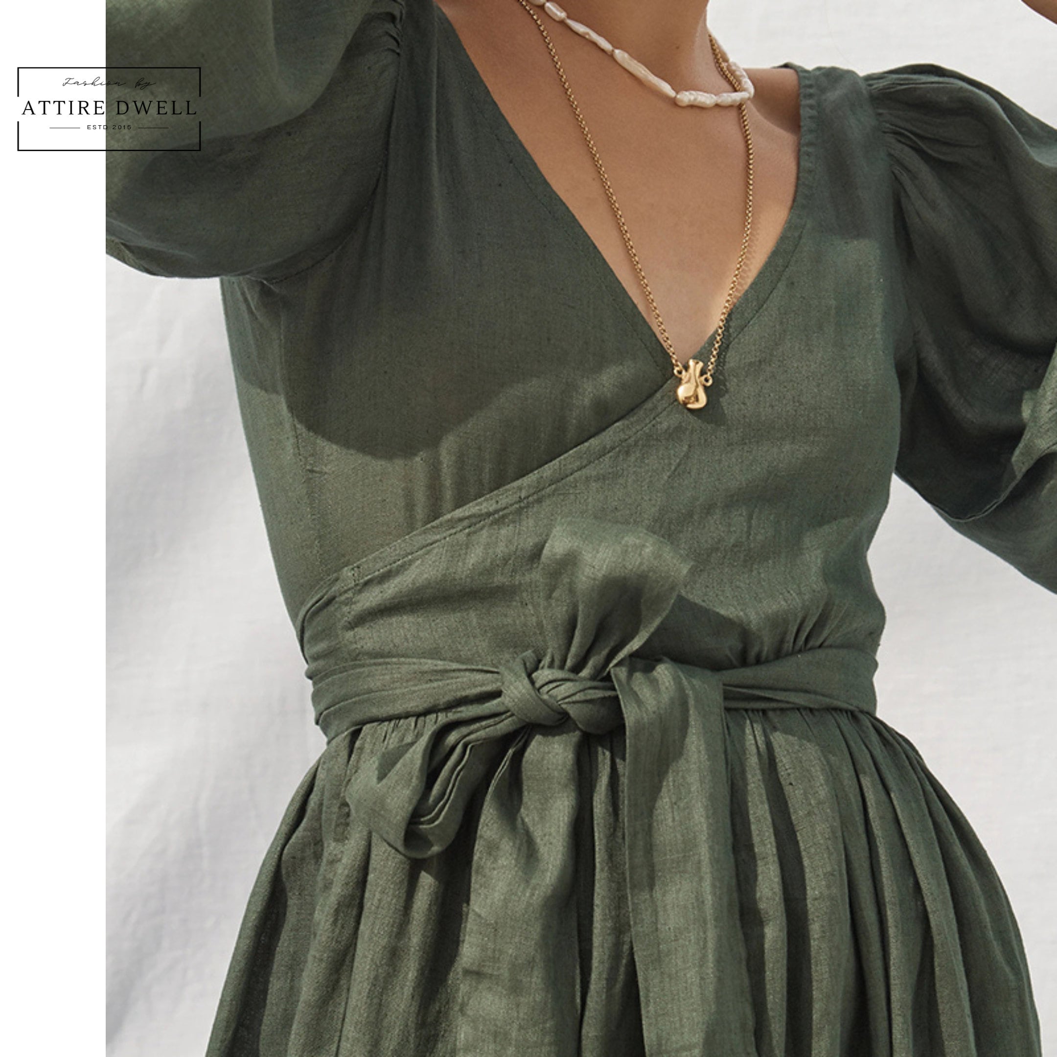 Luxury Drawstring Linen Cotton Dress, Women Luxury Dress, Vintage Style ...