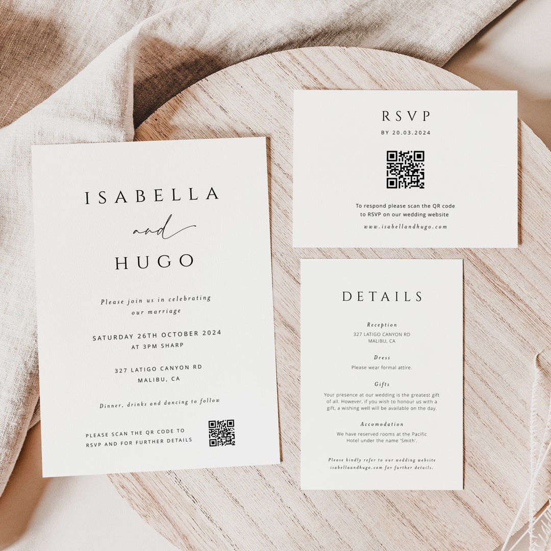 Invitación de boda imprimible con código Qr suite de - Etsy España