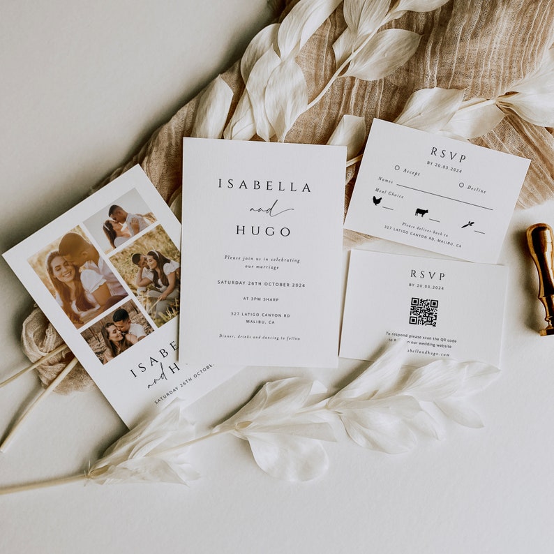 Invitación de boda imprimible con código Qr suite de - Etsy México