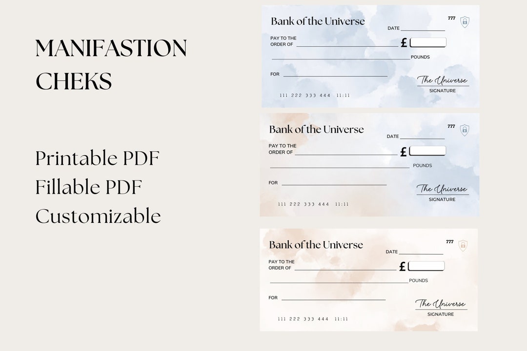 Money Manifestation Check, Vision Board Printables, Law of Abundance ...