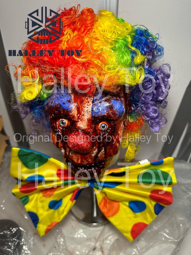 Halloween Bloody Clown Skinned Face Latex Mask Super Realistic Horror ...