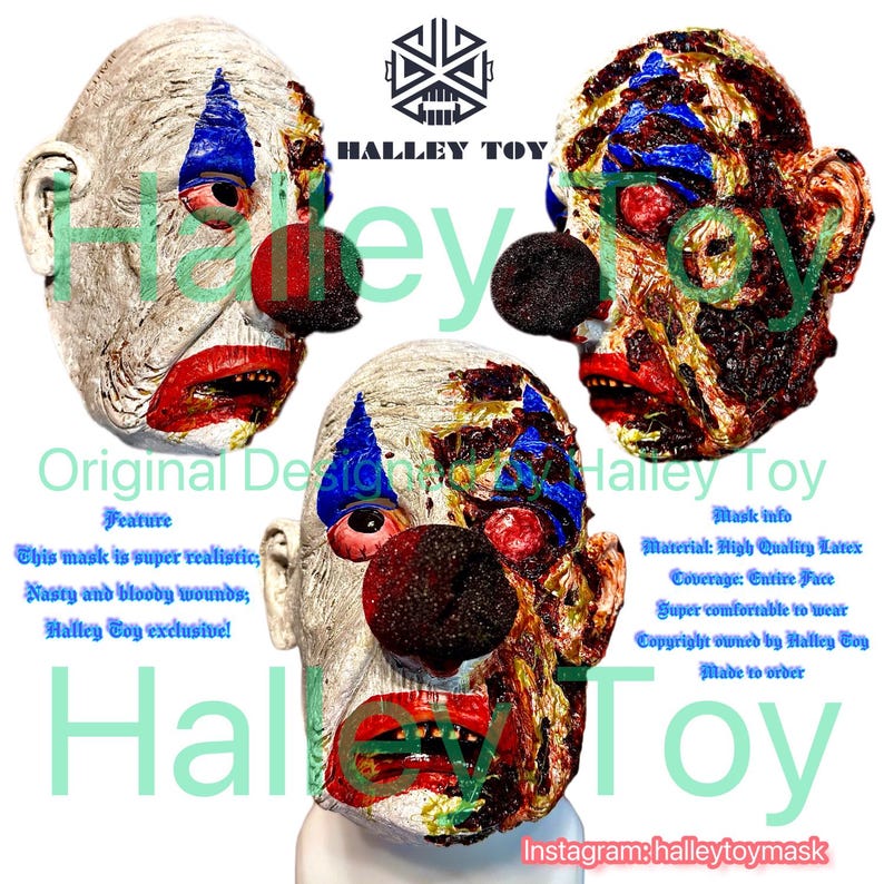 Halley Toy Latex Mask Scary Halloween Bloody Zombie Mask Scary Witch ...