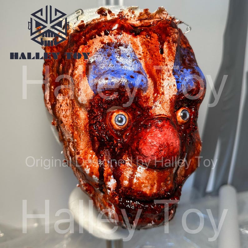 Halloween Bloody Clown Skinned Face Latex Mask Super Realistic Horror ...
