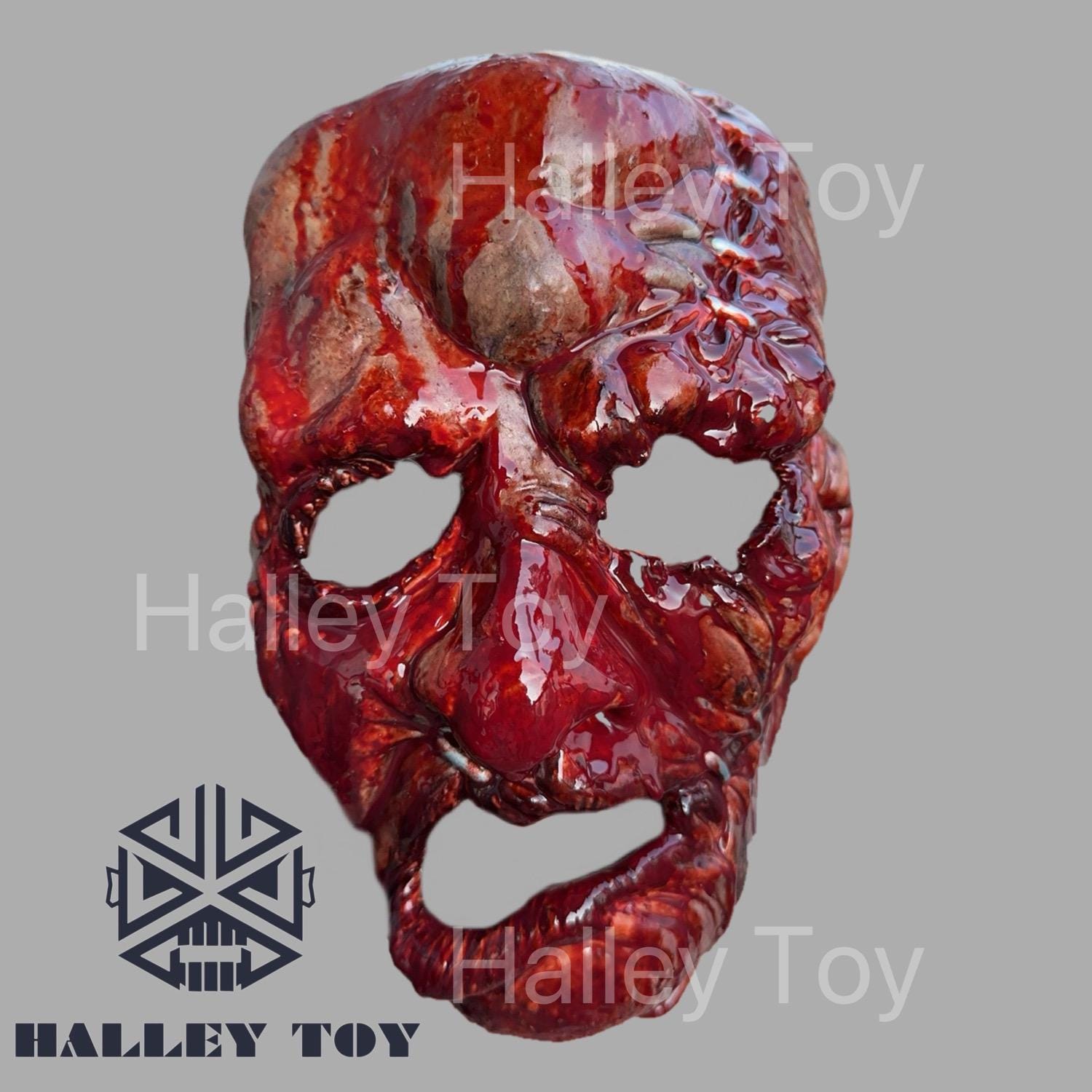 Bloody Leather Skinned Face Latex Mask Chainsaw Killer Deluxe Bloody ...