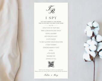 I SPY Wedding Game With QR Code Guest Photo Sharing Editable Template ...