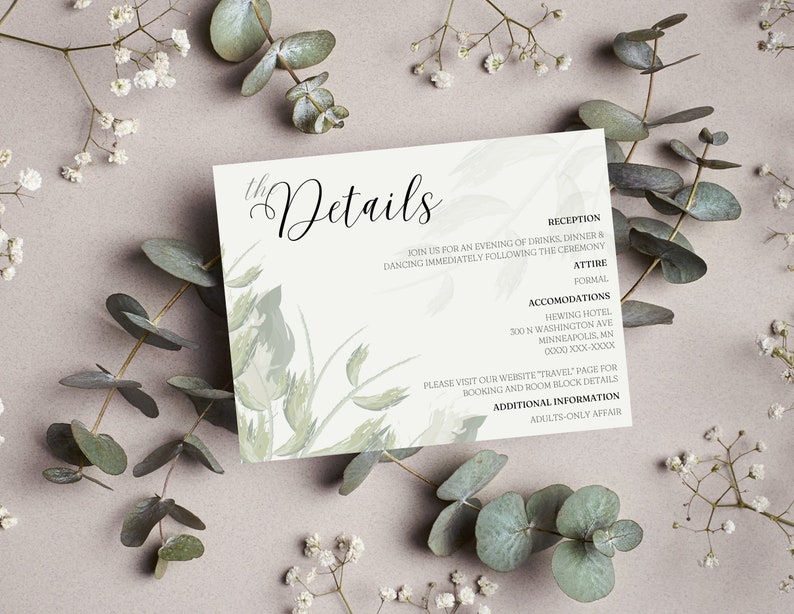 Lush Greenery Enclosure Card With QR Code RSVP Printable - Etsy