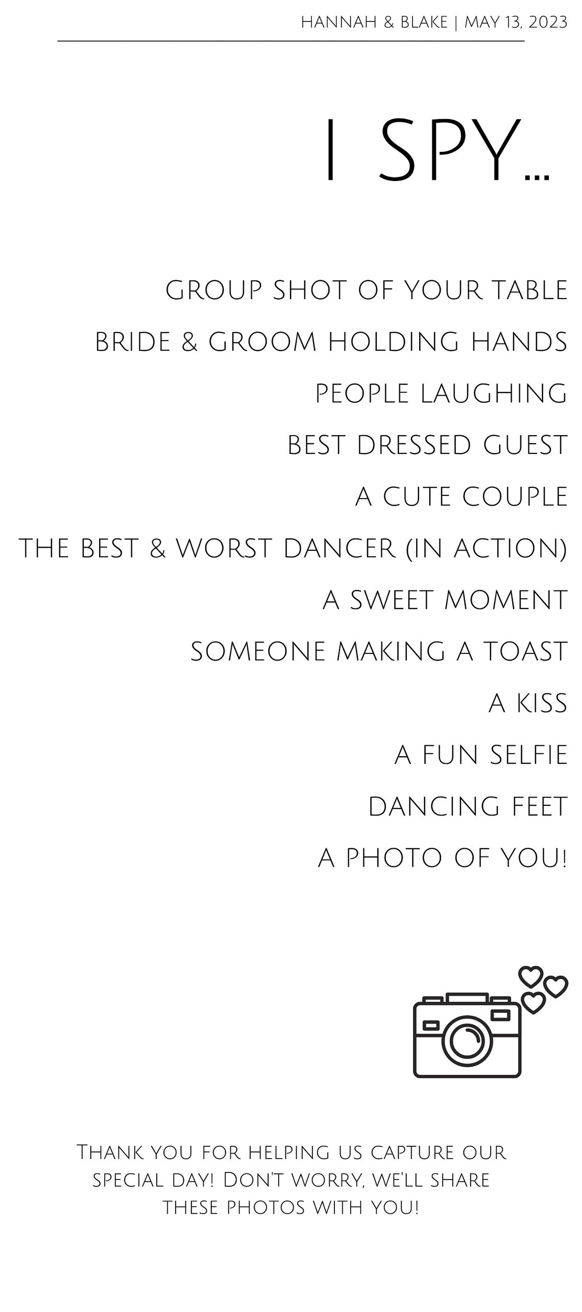 I SPY Wedding Game Editable Template - Etsy Canada