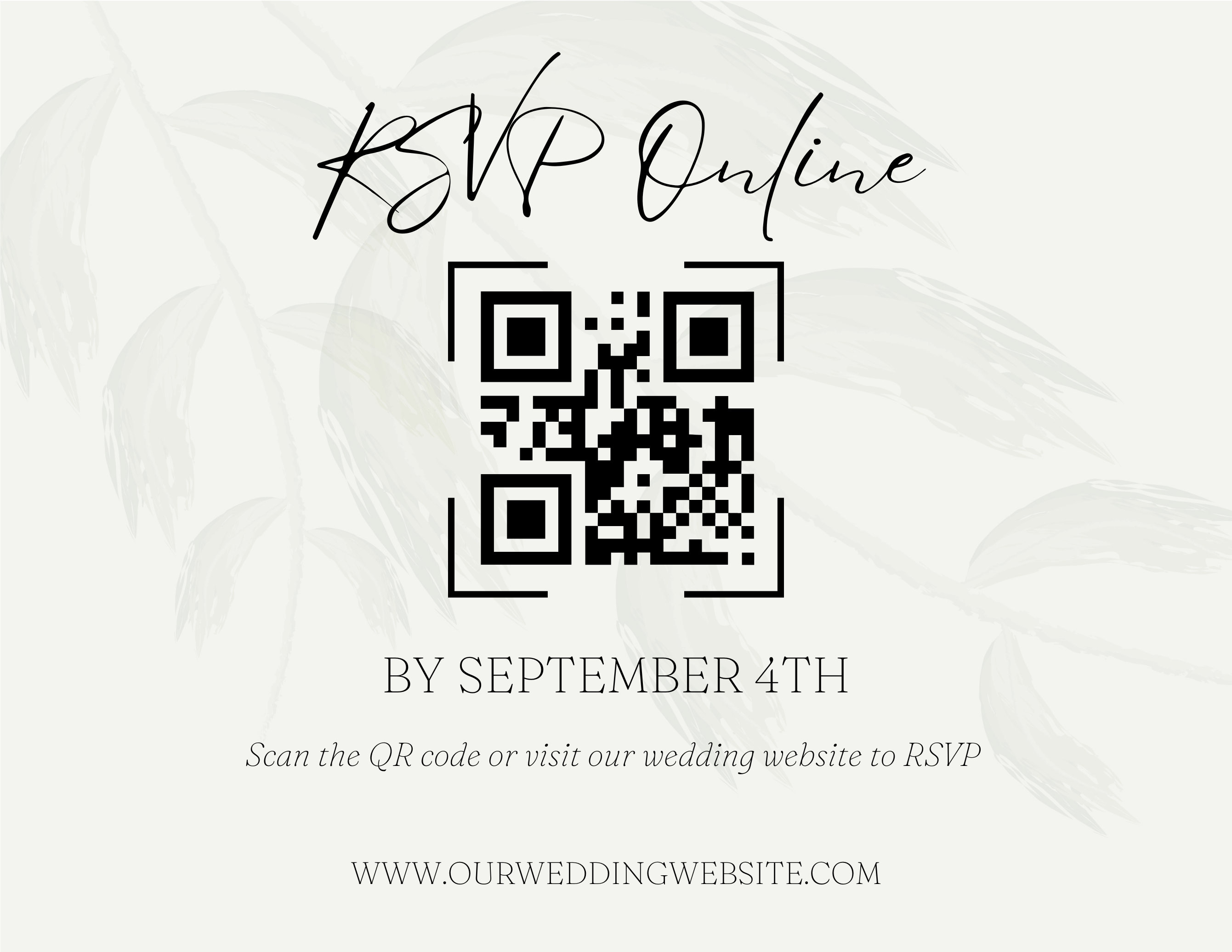 Lush Greenery Enclosure Card With QR Code RSVP Printable - Etsy