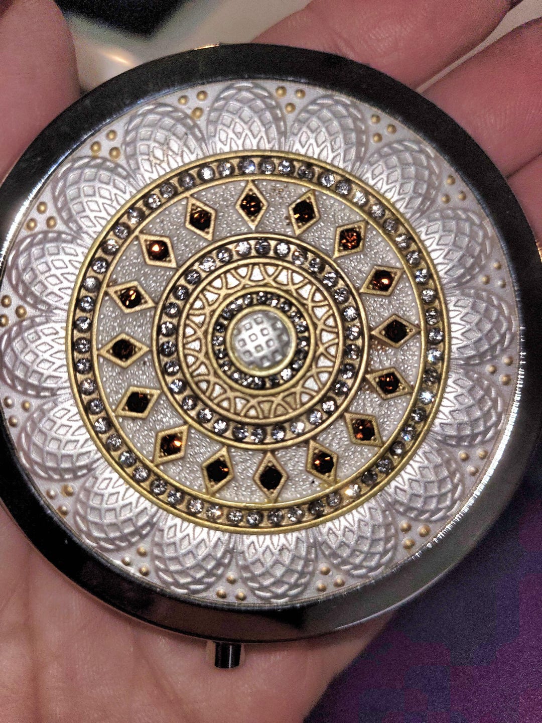 Vanity Fair Compact Mirror With Austrian Crystals - Etsy UK