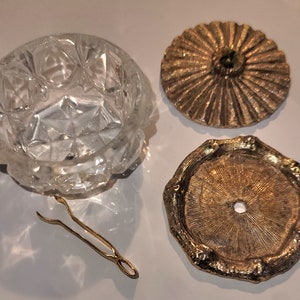 Vintage Salt / Saccharin Dish/cellar or Bohemian Pill Box With Tongs ...
