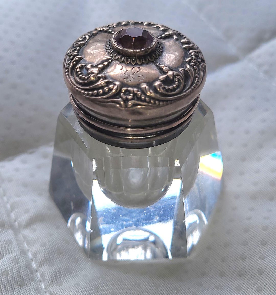 Antique Foster & Bailey Sterling Silver Repousse Filigree Crystal Ink ...