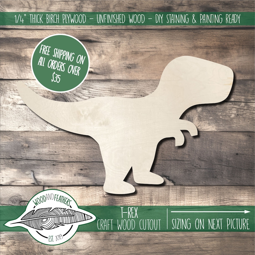 Tyrannosaurus Rex Cutout Laser Cut T-rex Unfinished Premium Plywood ...