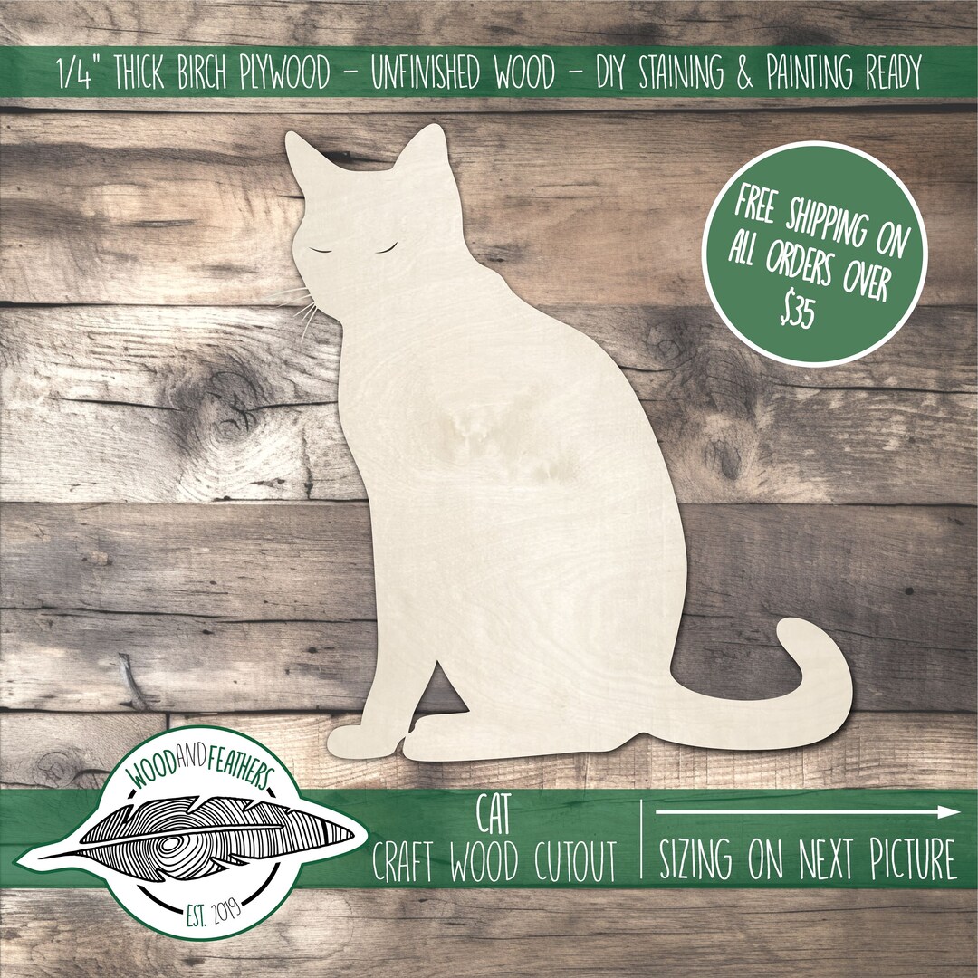 Cat Customizable Wooden Cutout High-quality Plywood - Etsy