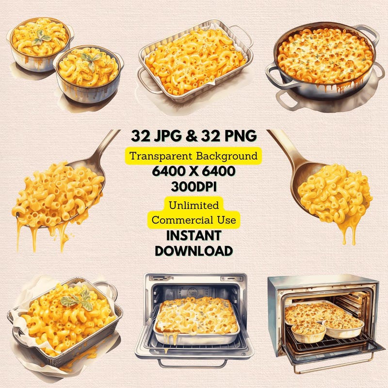 Mac and Cheese Clip Art - Etsy