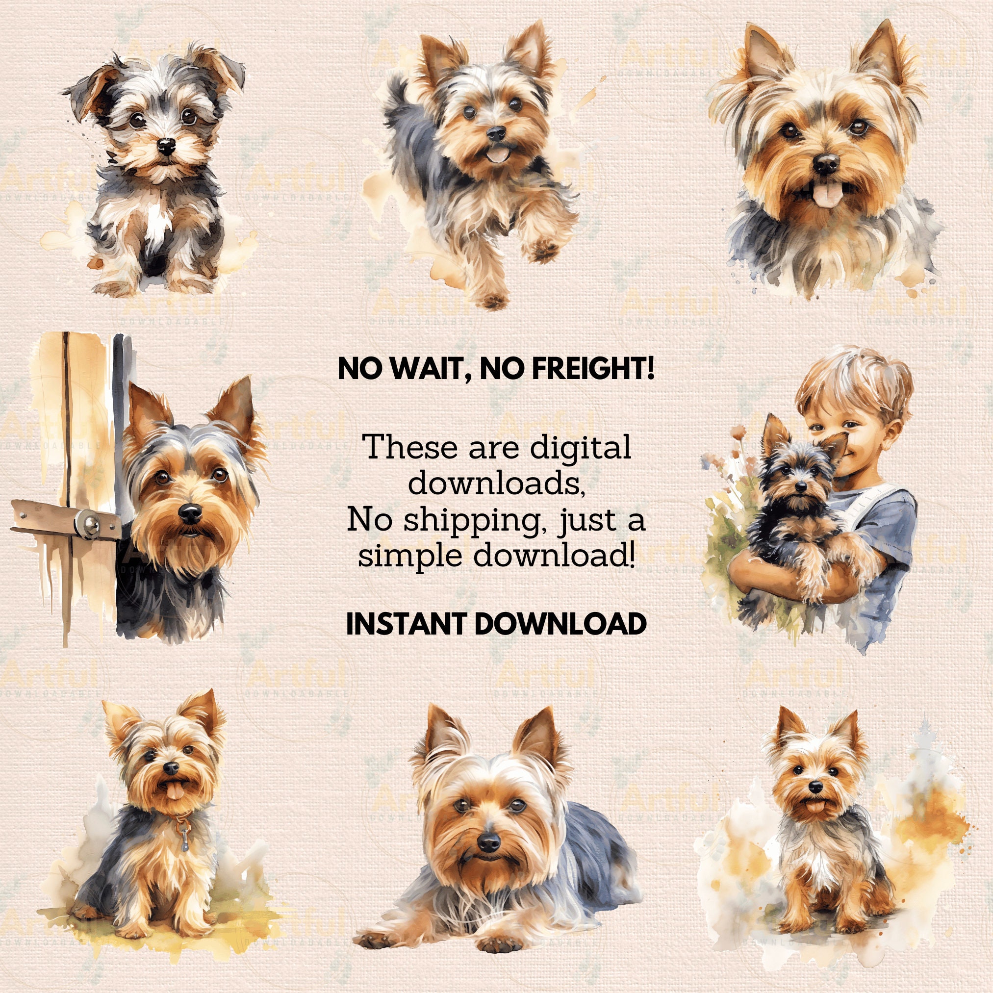Yorkshire Terrier Watercolor Clipart PNG JPG Bundle Instant - Etsy