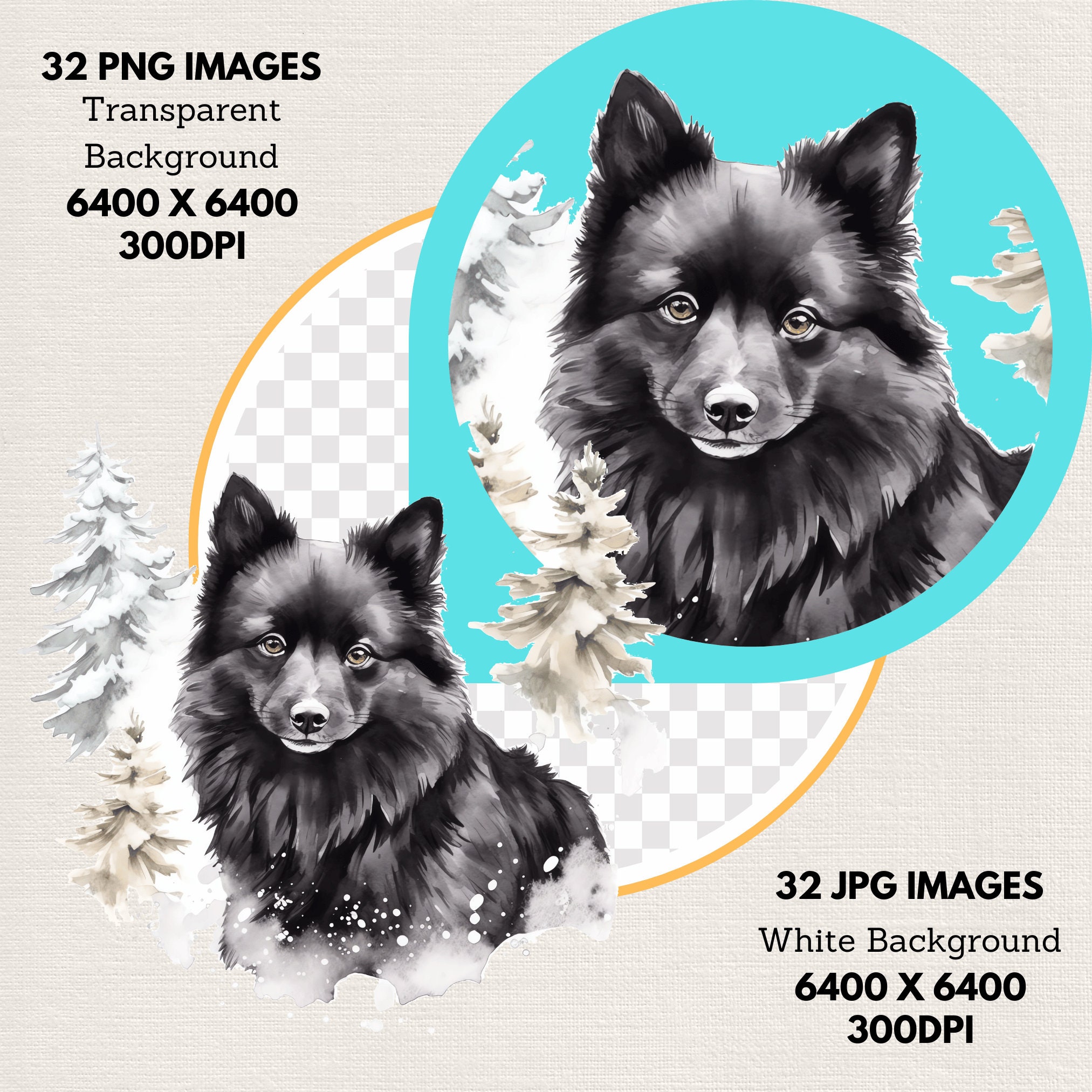 Schipperke Watercolor Clipart PNG JPG Bundle Instant Digital Download ...