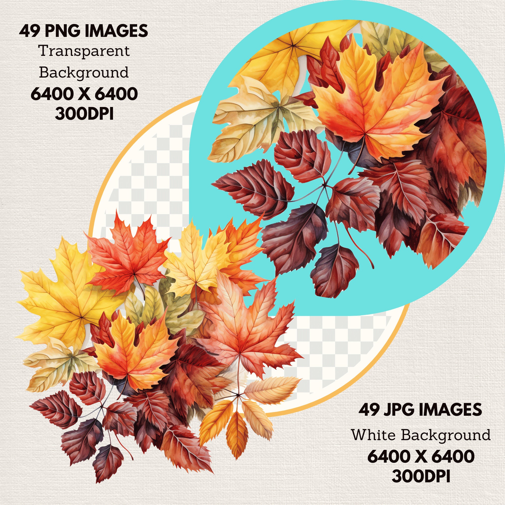 Autumn Leaves Watercolor Clipart PNG JPG Bundle Instant - Etsy