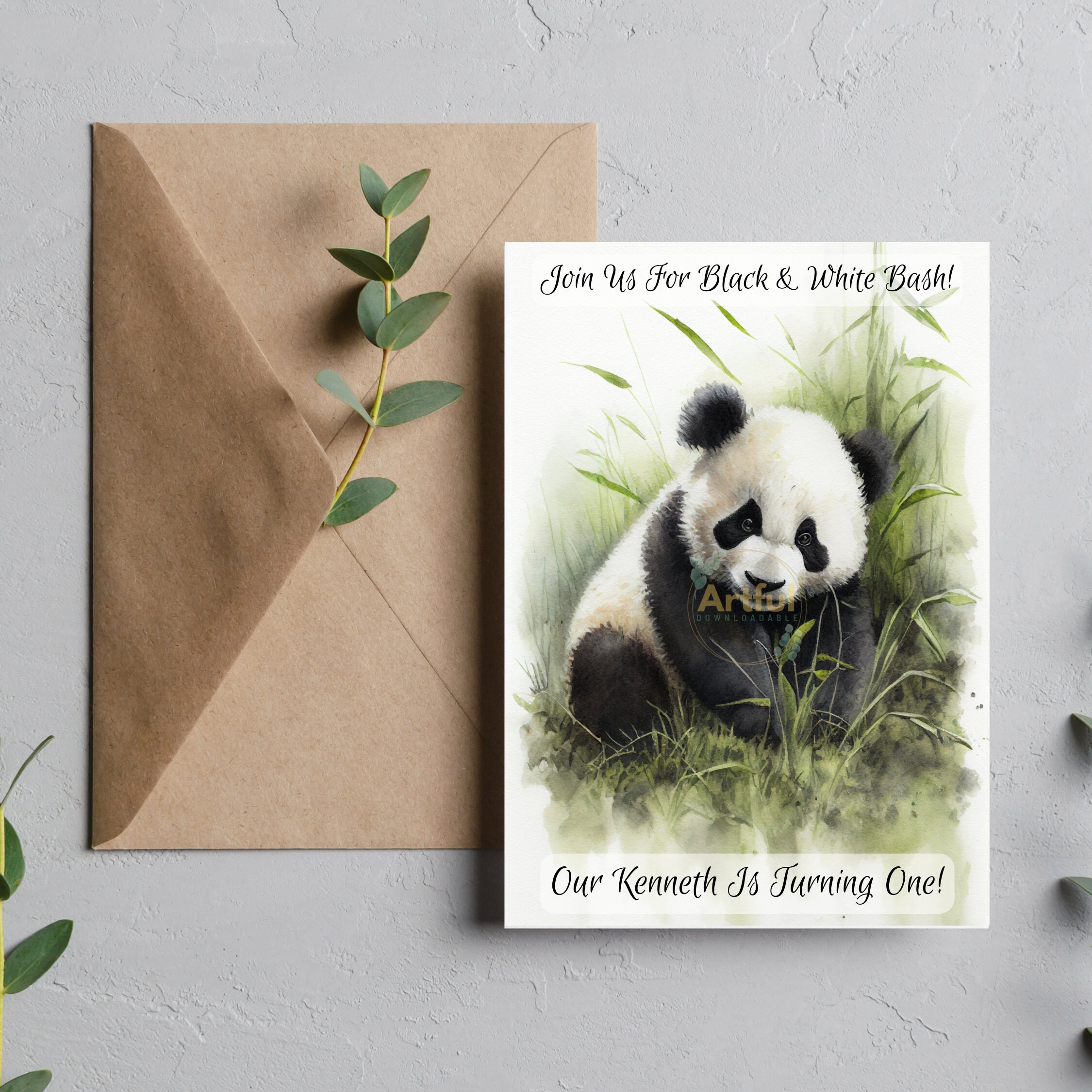 Baby Panda in Nature Watercolor Clipart Bundle, Cute Animal JPG Instant ...