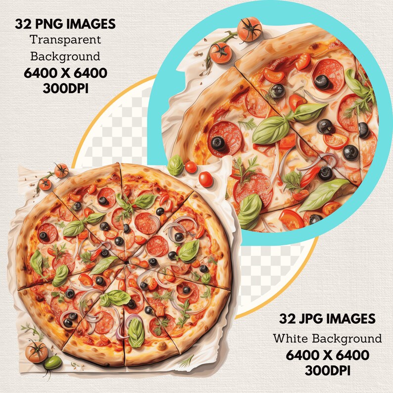 Pizza Watercolor Clipart PNG JPG Bundle Instant Digital Download ...