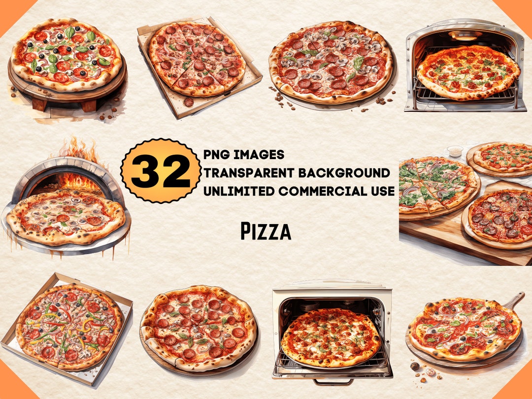 Pizza Watercolor Clipart PNG JPG Bundle Instant Digital Download ...
