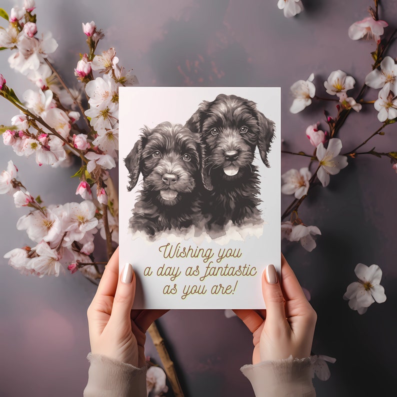 Black Labradoodle Watercolor Clipart PNG JPG Bundle Instant Digital ...